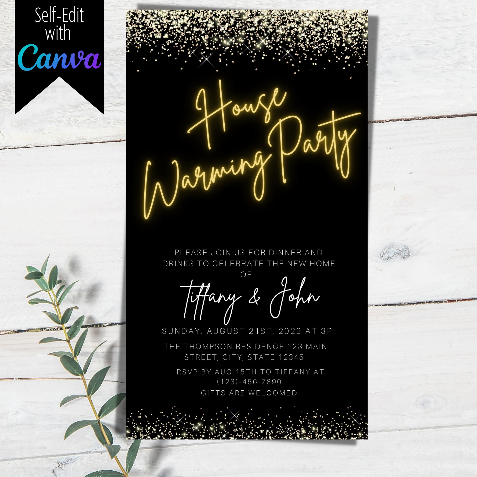 Digital Housewarming Party Invitation New Home Invite Gold - Etsy