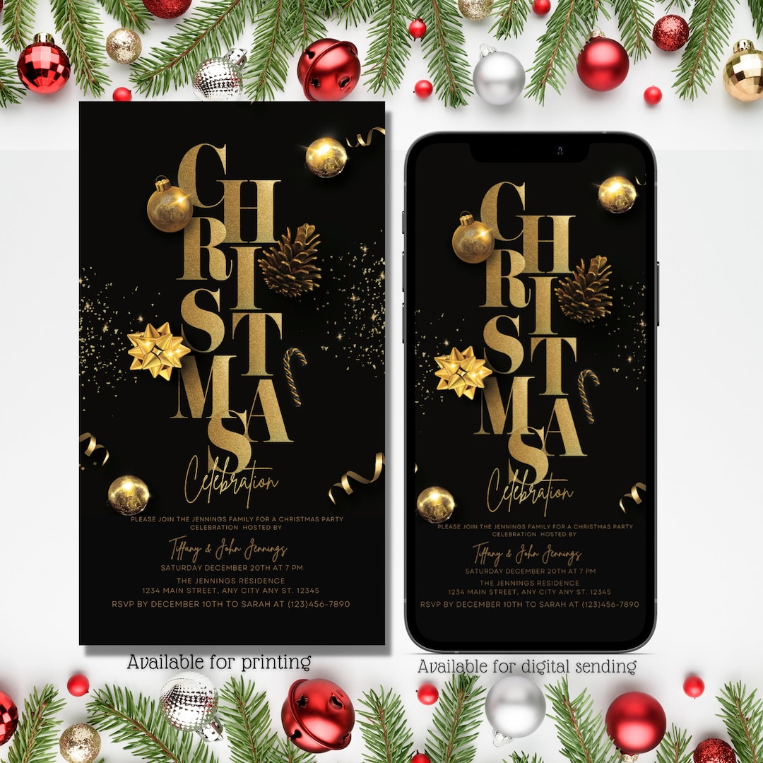 Digital Christmas Party Invitation, Chirstmas Invite, Adult Party ...