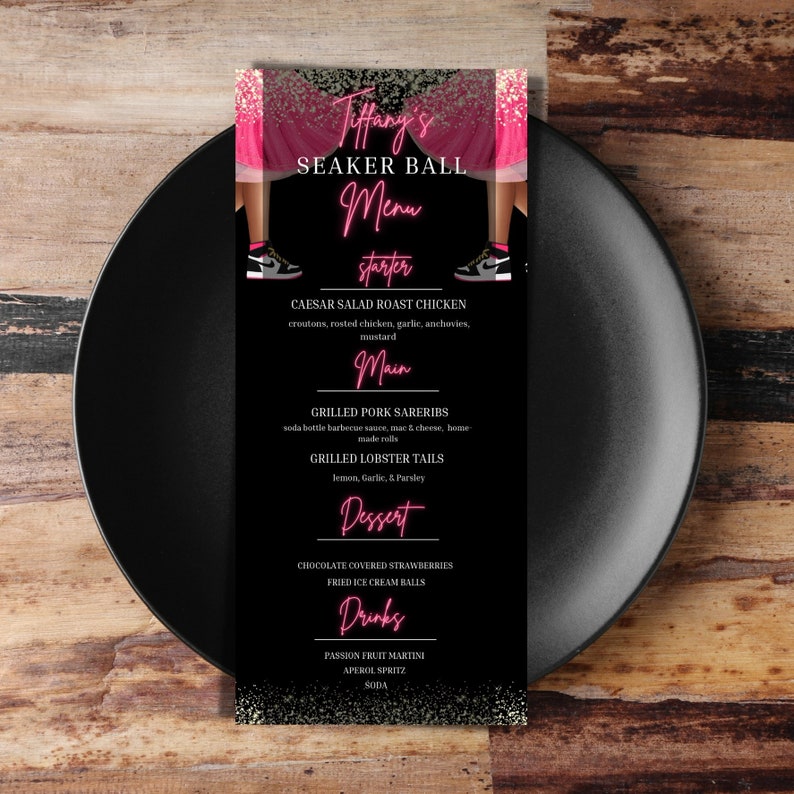 Printable Sneaker Ball Menu Card Sneaker Gala Dinner and - Etsy