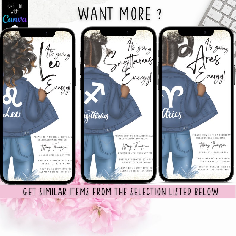 Digital Taurus Birthday Invitation Electronic Birthday - Etsy