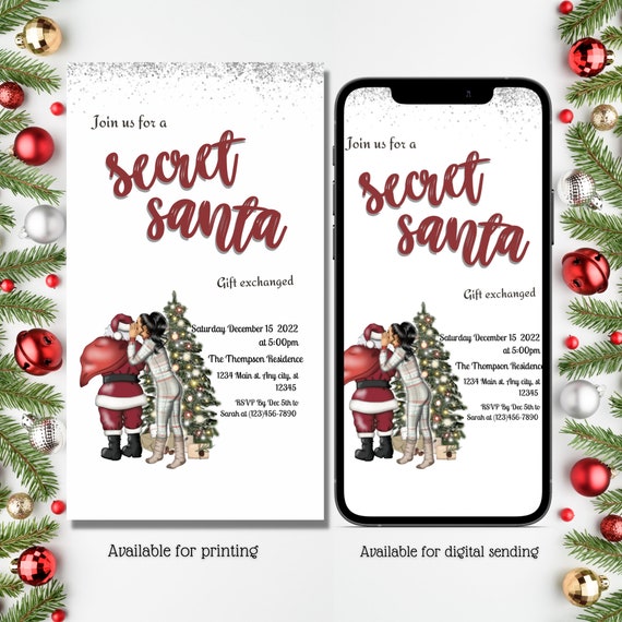 Digital Secret Santa Party Invitation Electronic Christmas - Etsy