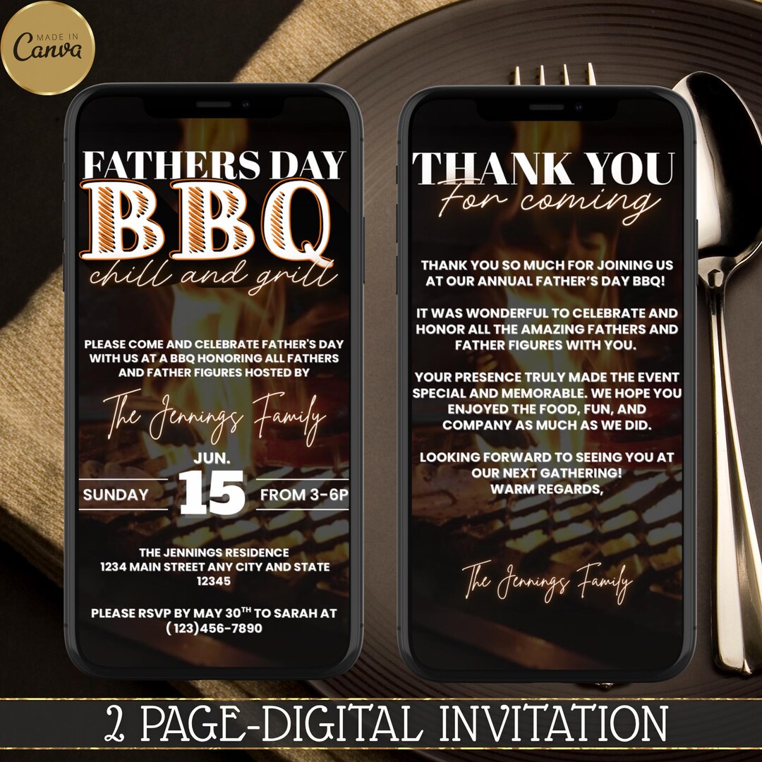 Father’s Day BBQ Cookout Invitation, Animated Grill & Chill Video ...