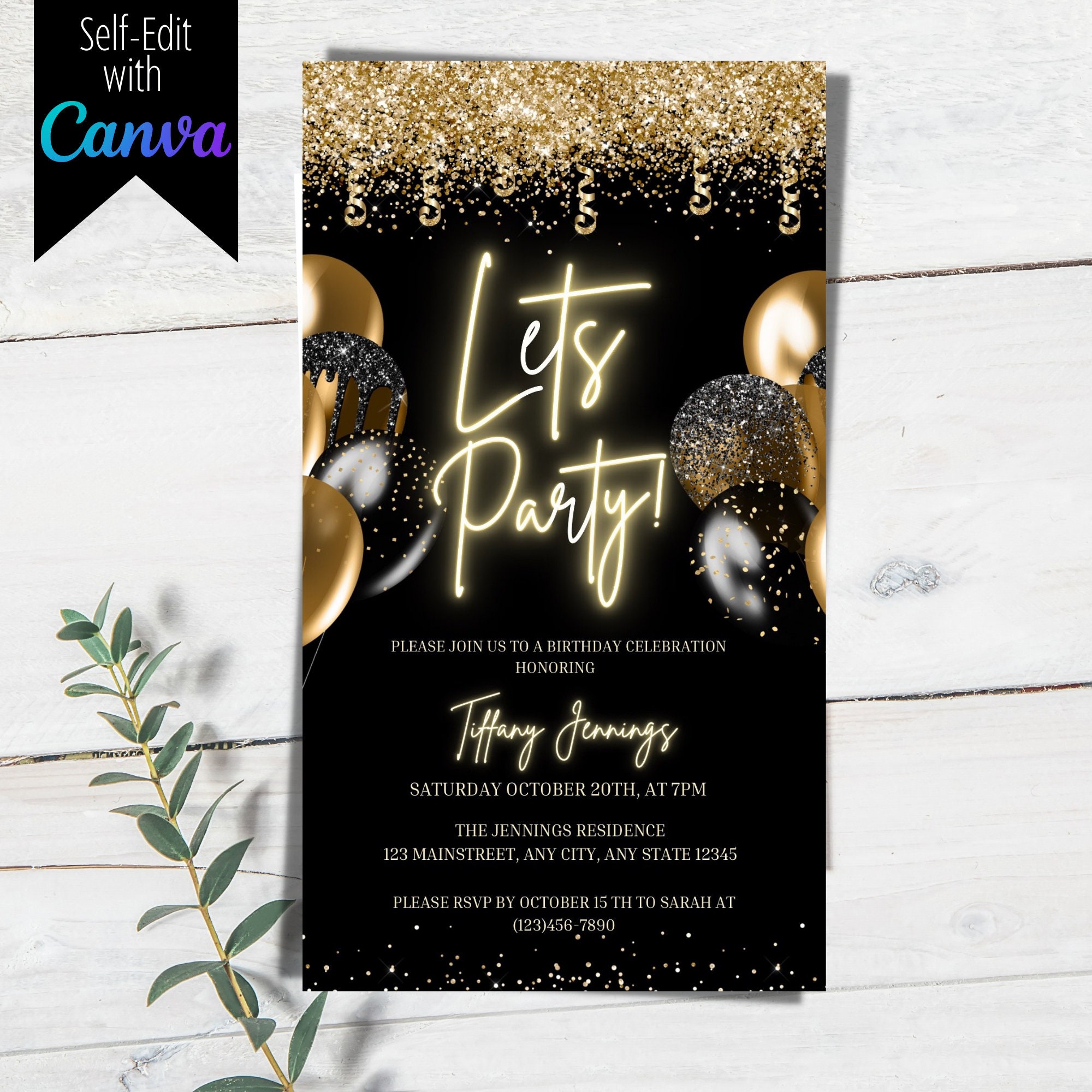 Digital Birthday Party Invitations Electronic Let's Party - Etsy