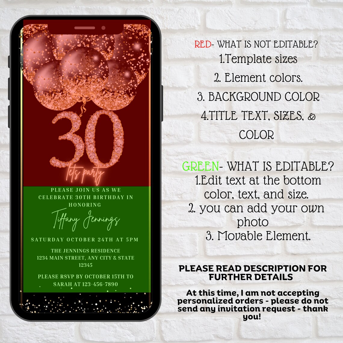 30th Digital Birthday Invitation, Electronic Black Gold Diamond 30th ...