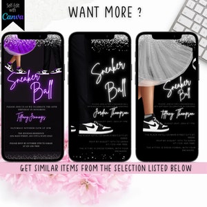 Electronic Sneaker Ball Invitation, Digital Neon Blue Sneaker Gala ...