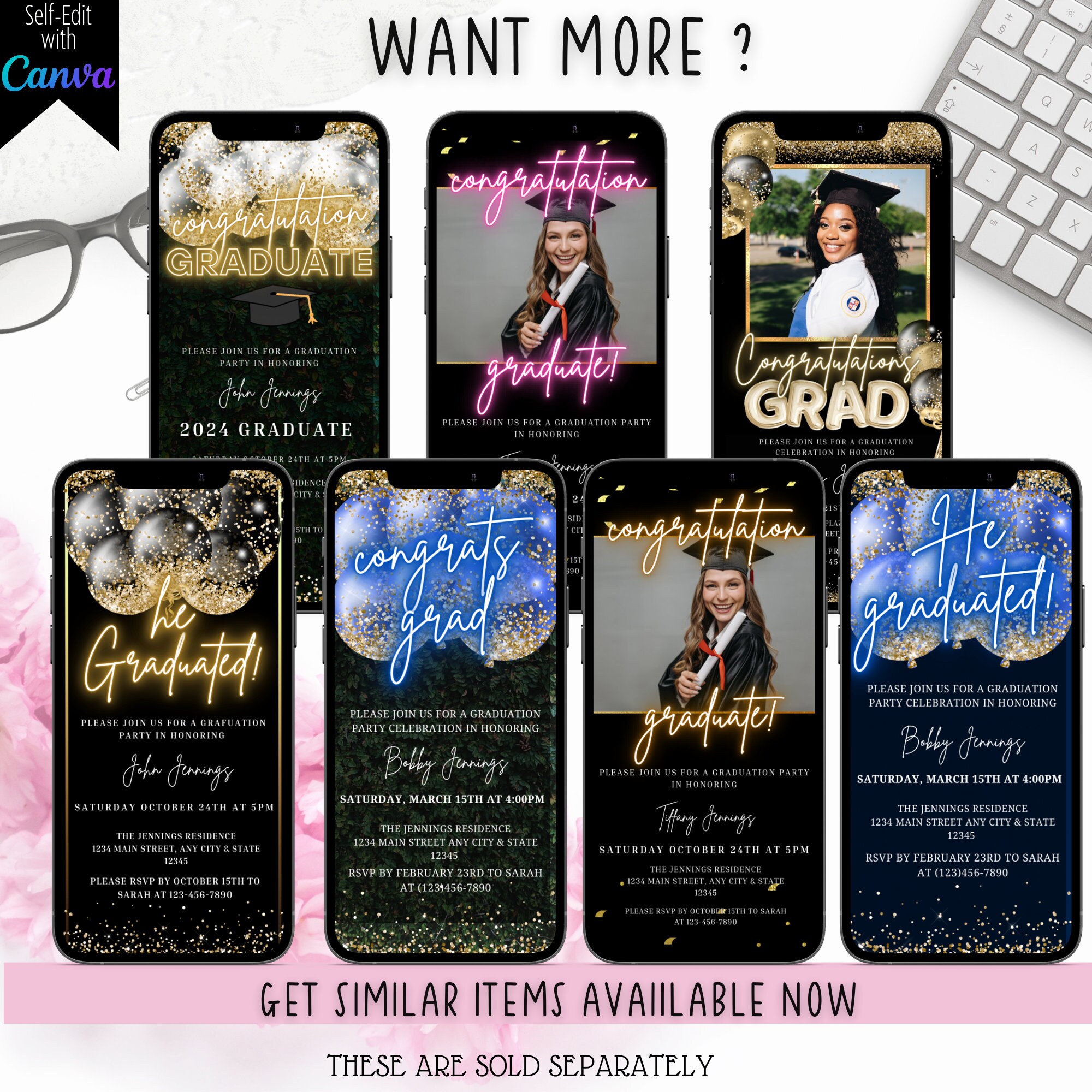 Digital Graduation Party Invitation, Electronic Grad Party Text Message ...