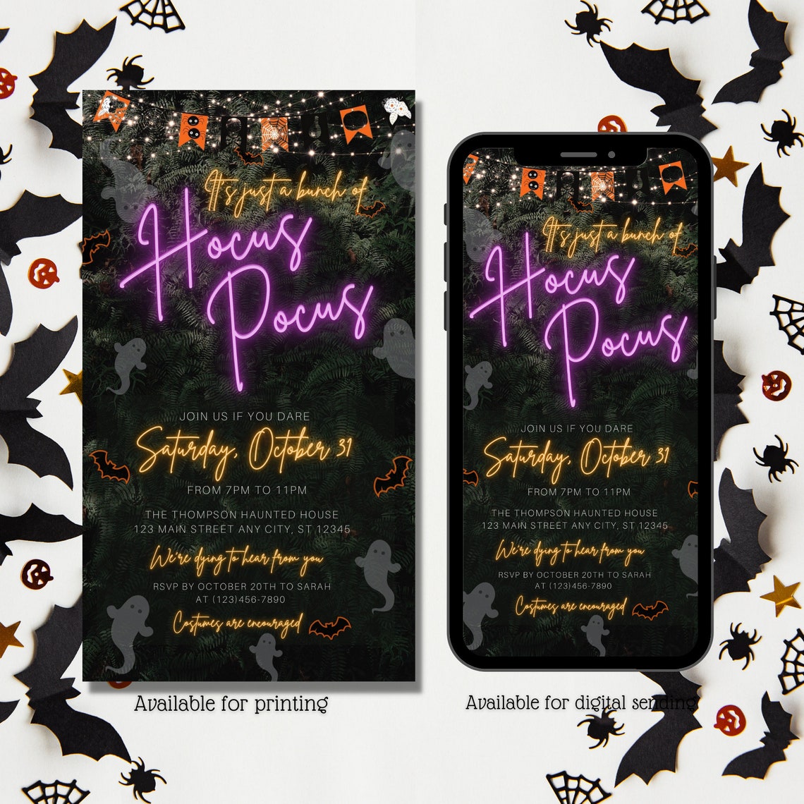 Digital Just a Bunch of Hocus Pocus Halloween Invitation Neon - Etsy