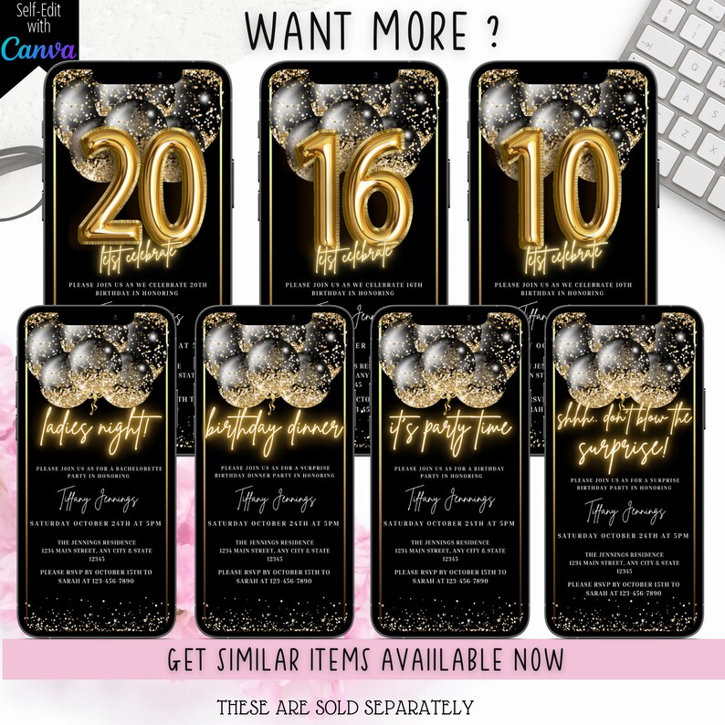40th Birthday Party Invitation, Digital 40th Phone Text Message Email ...