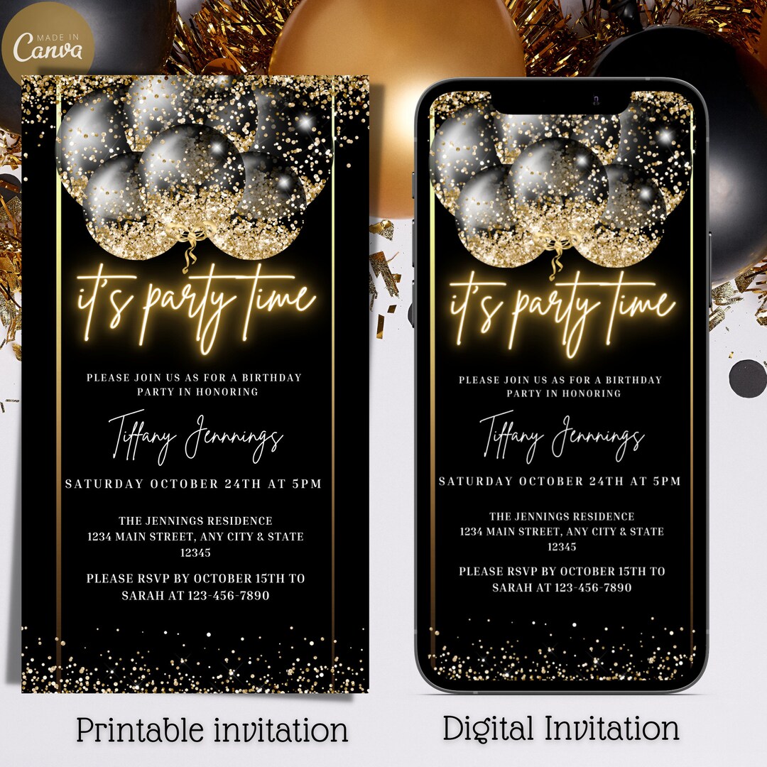 Digital Birthday Party Invitation, Electronic Birthday Phone Text ...