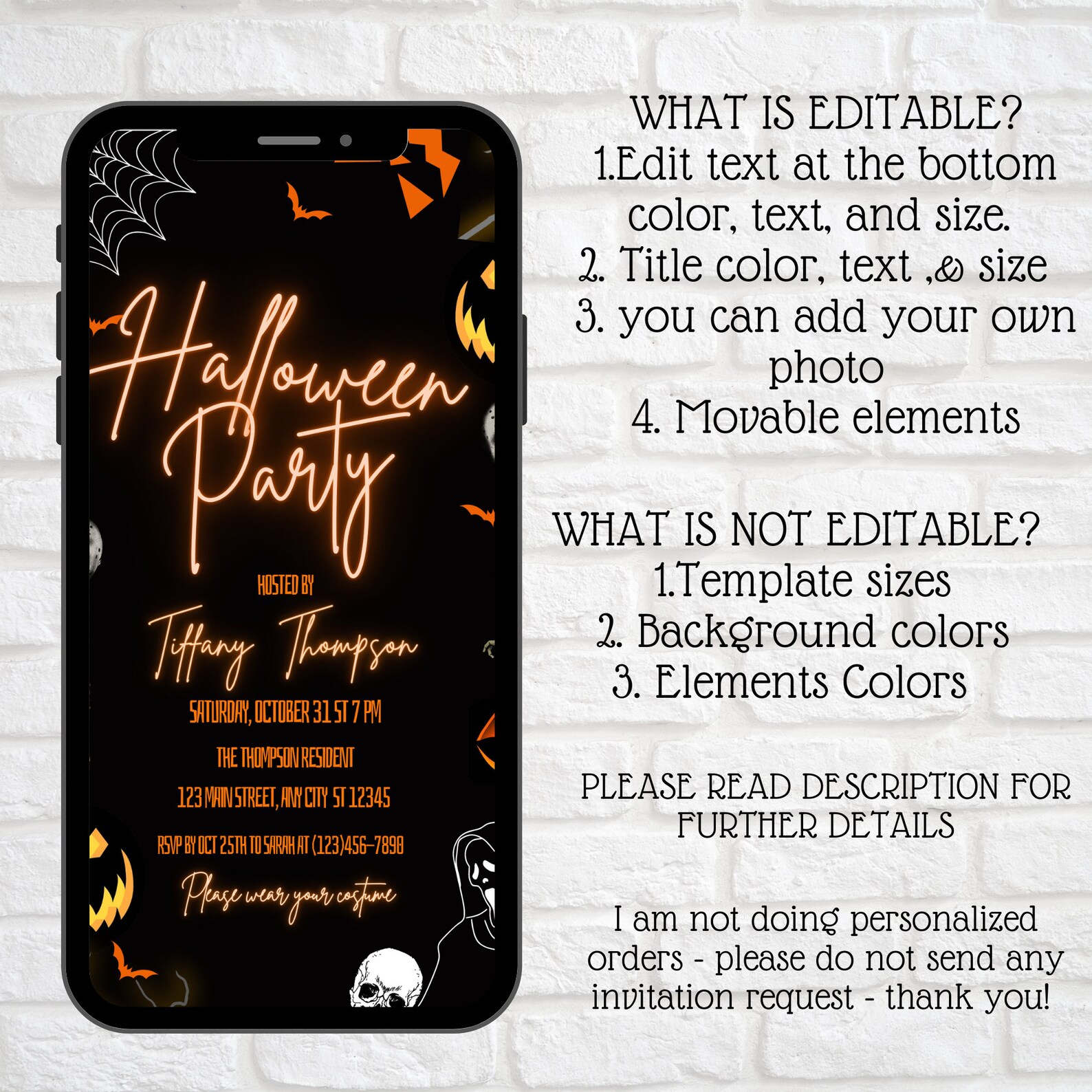 Digital Halloween Party Invitation, Spooky Halloween, Any Age Halloween ...