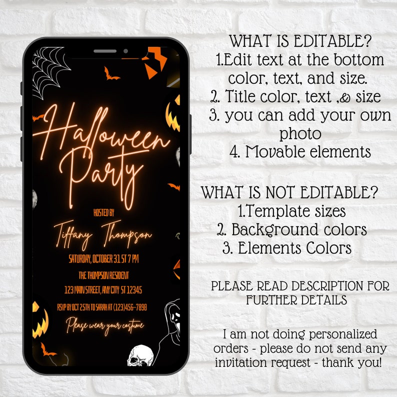 Digital Halloween Party Invitation Spooky Halloween Any Age - Etsy