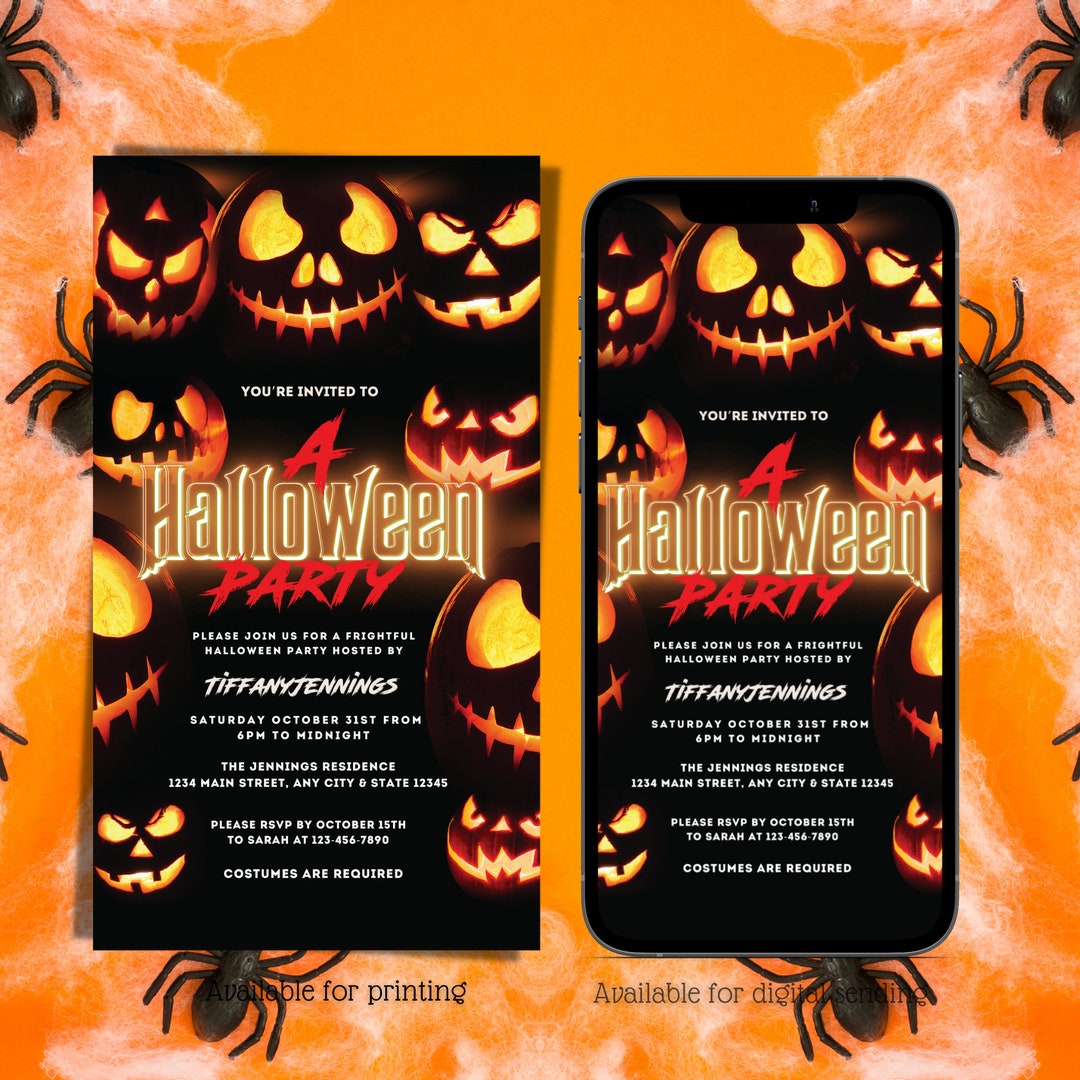 Digital Halloween Party Invitation, Electronic Halloween Text Evite ...
