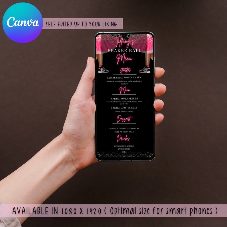 Printable Sneaker Ball Menu Card Sneaker Gala Dinner and - Etsy