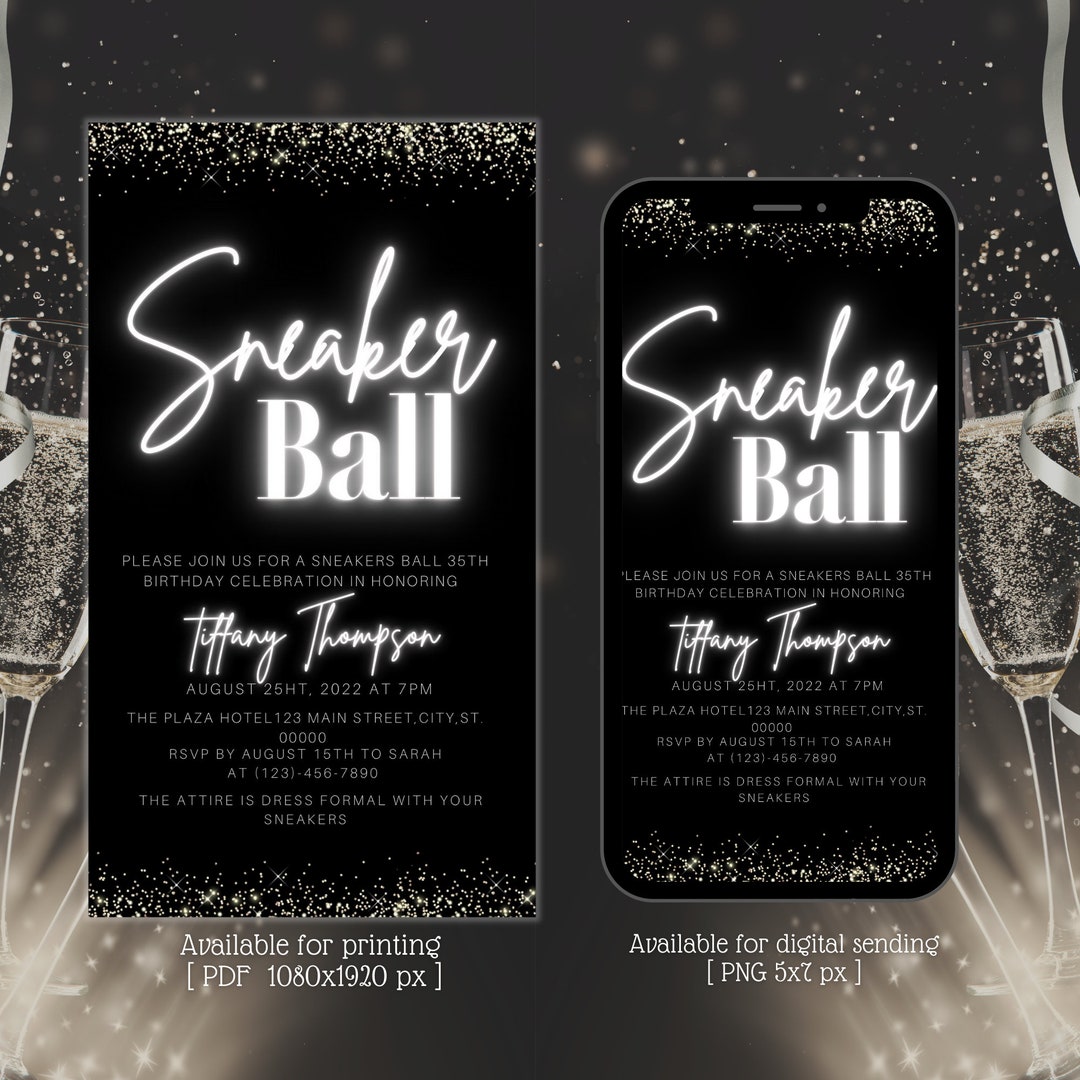 Digital Sneaker Ball Party Invitation, Birthday Invite, Sneaker Gala ...