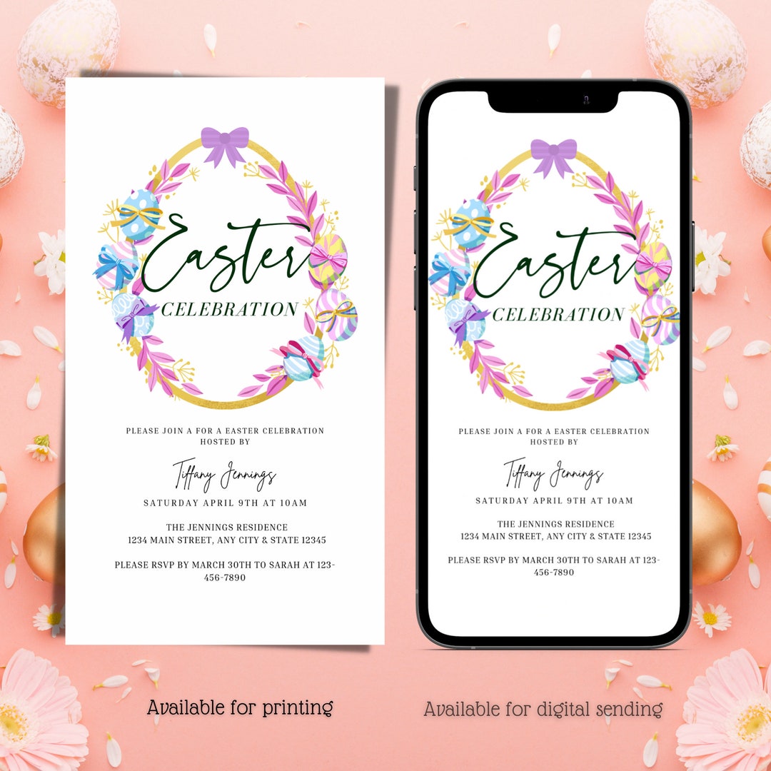 Electronic Easter Celebration Invitation, Digital Easter Invite, Egg ...