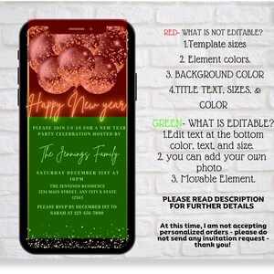 Digital Black Gold Balloons NYE Party Invitation, Electronic Happy New ...