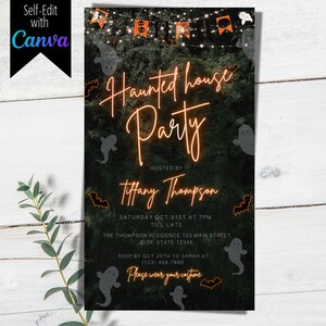 Digital Halloween House Party Invitation, Electronic House Party Invite ...