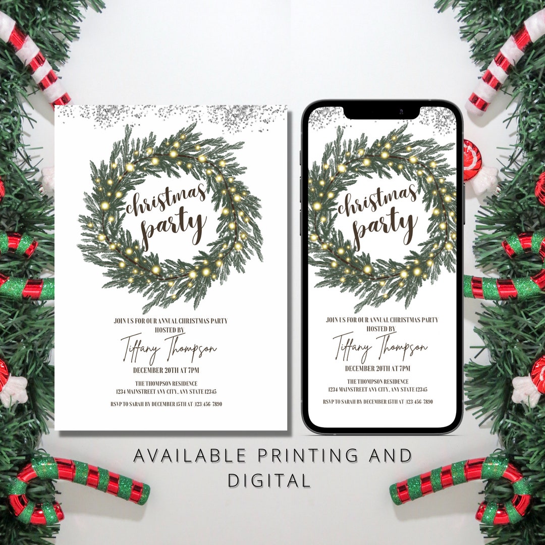 Editable Christmas Party Invitation, Printable Christmas Invite ...