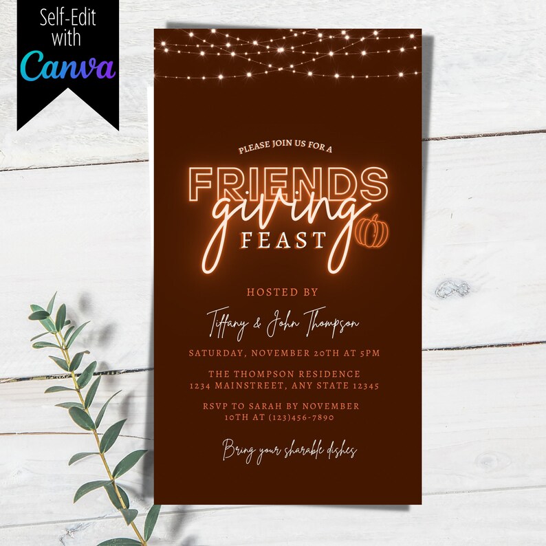 Digital Friendsgiving Invitation Friendsgiving Dinner Evite - Etsy