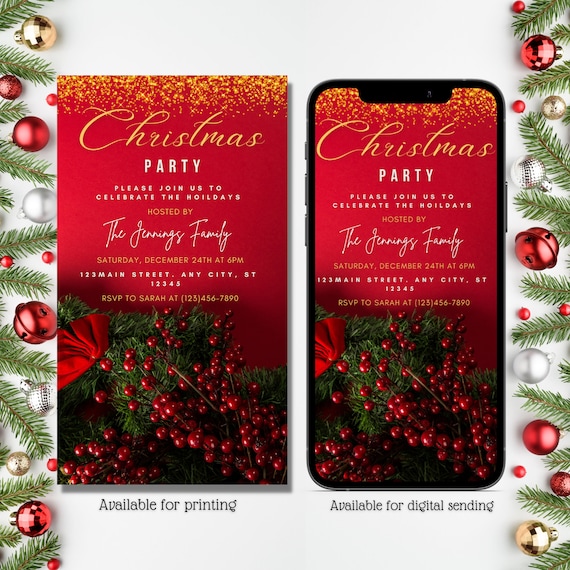 Digital Christmas Party Invitation Holiday Party Evite - Etsy