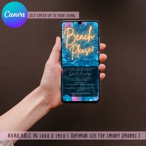 Digital Beach Party Invitation, Electronic Bachelorette Beach Party ...