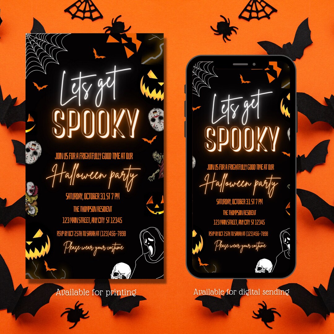 Digital Let's Get Spooky Halloween Invitation, Electronic Halloween ...