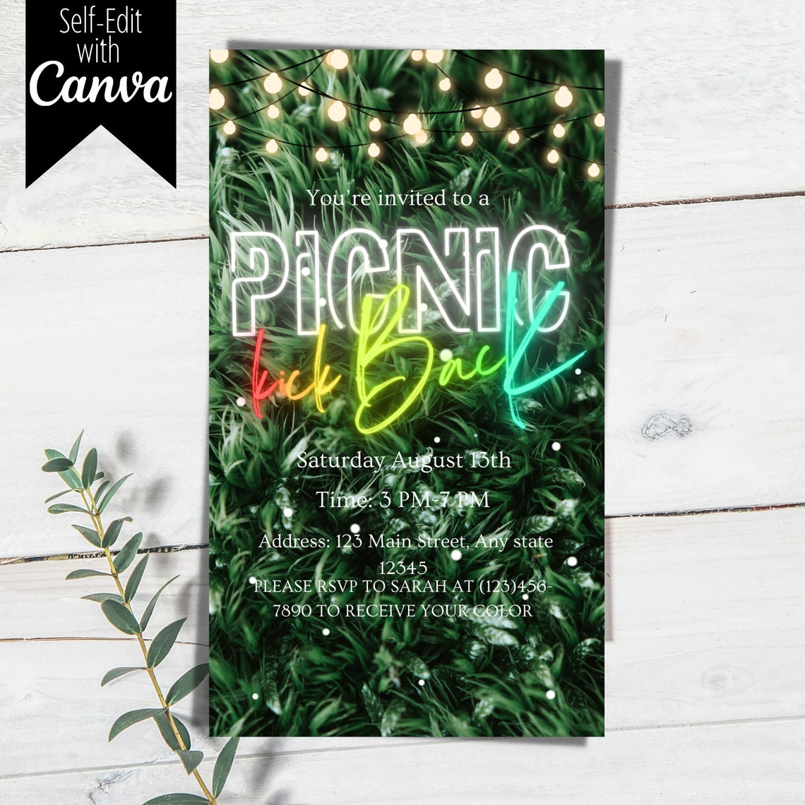 Colorful Rainbow Picnic Kickback Editable Invitation, Picnic, Family ...
