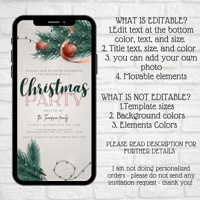 Digital Christmas Invitation, Holiday Party Invite, Cocktail Party ...