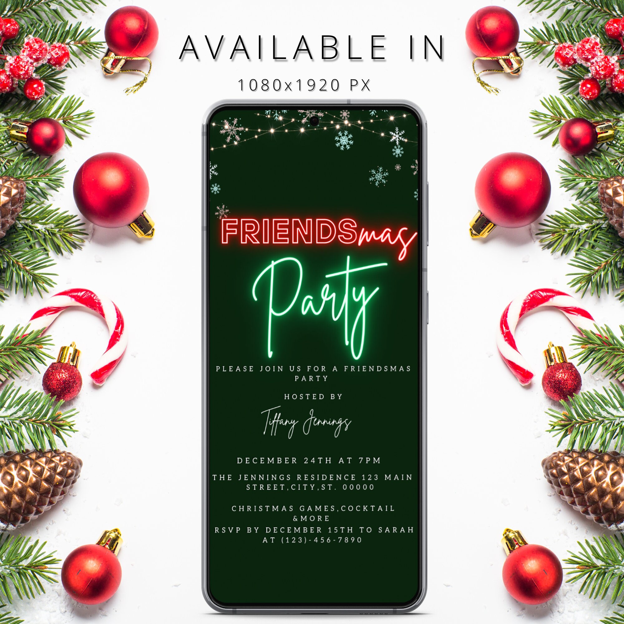 Electronic Friendsmas Party Invitation, Printable Holiday Party Invite ...