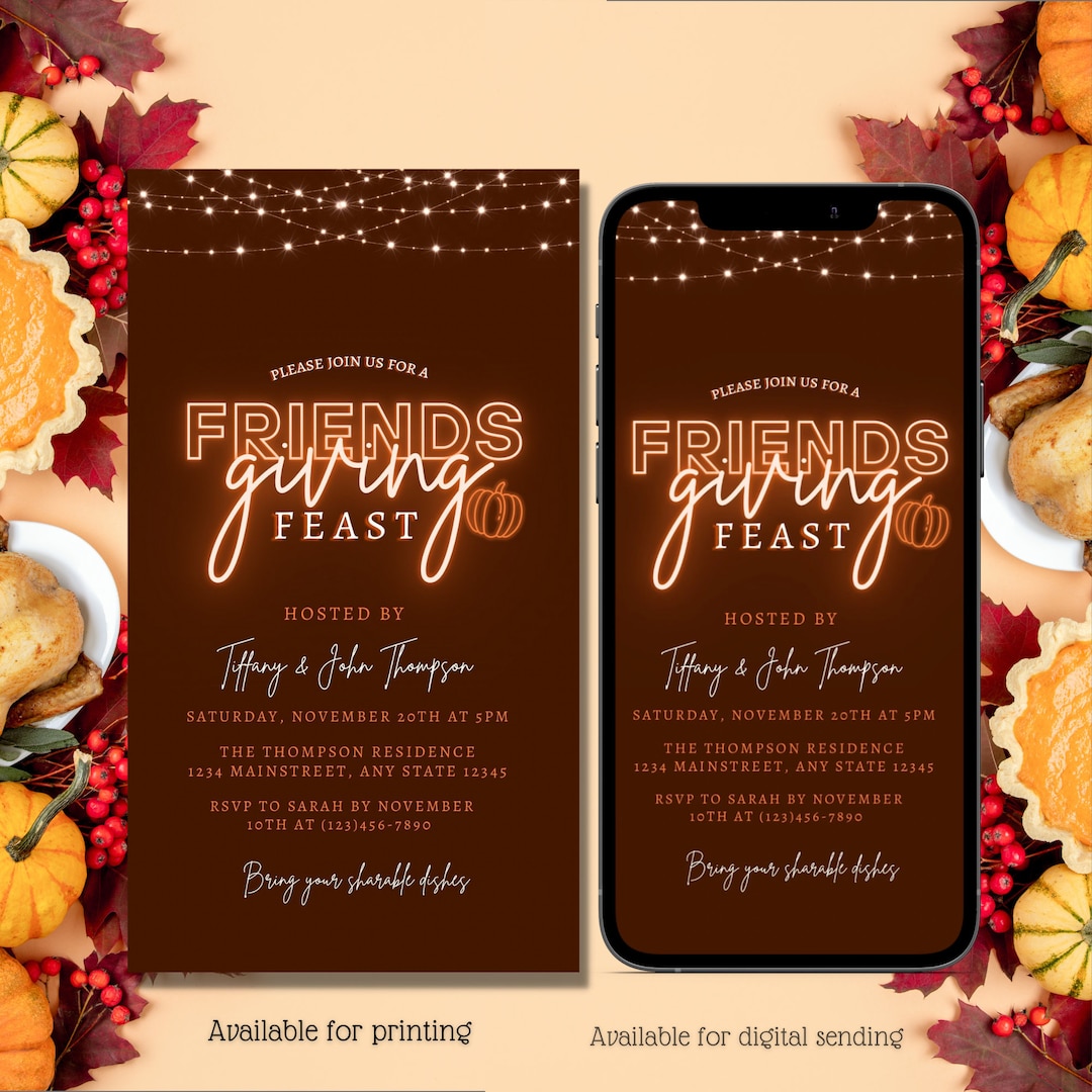 Digital Friendsgiving Invitation, Friendsgiving Dinner Evite, Thanksgiving Dinner, Friendsgiving ...