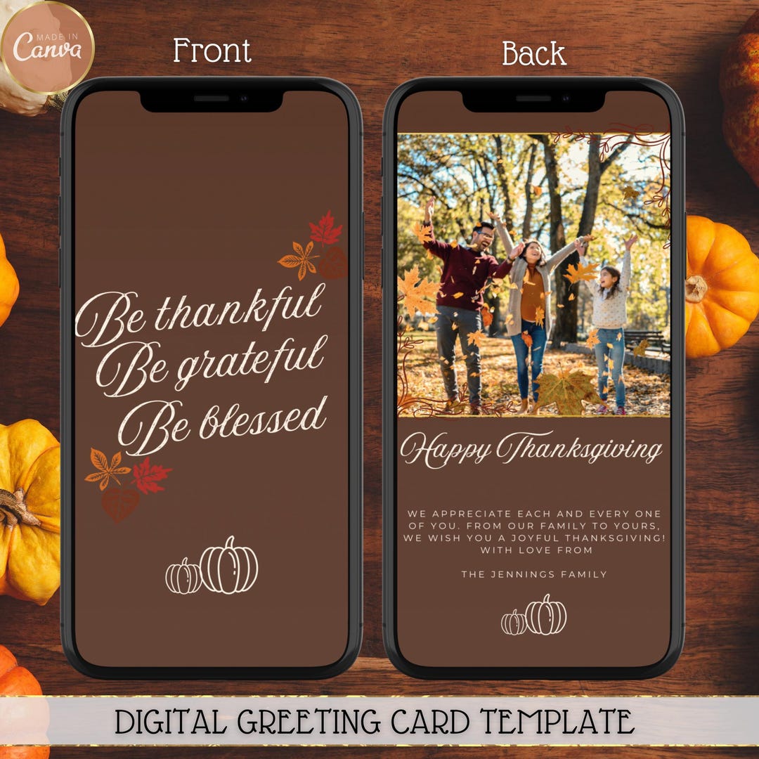 Electronic Happy Thanksgiving Greeting Card, Family Photo Thanksgiving ...