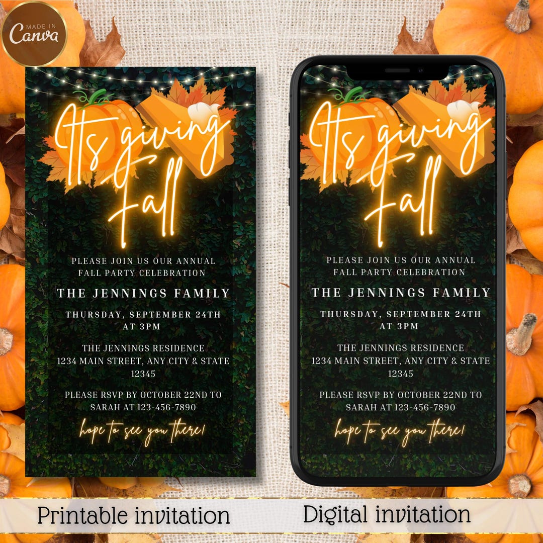Digital It's Giving Fall Party Invitation, Electronic Autumn ...