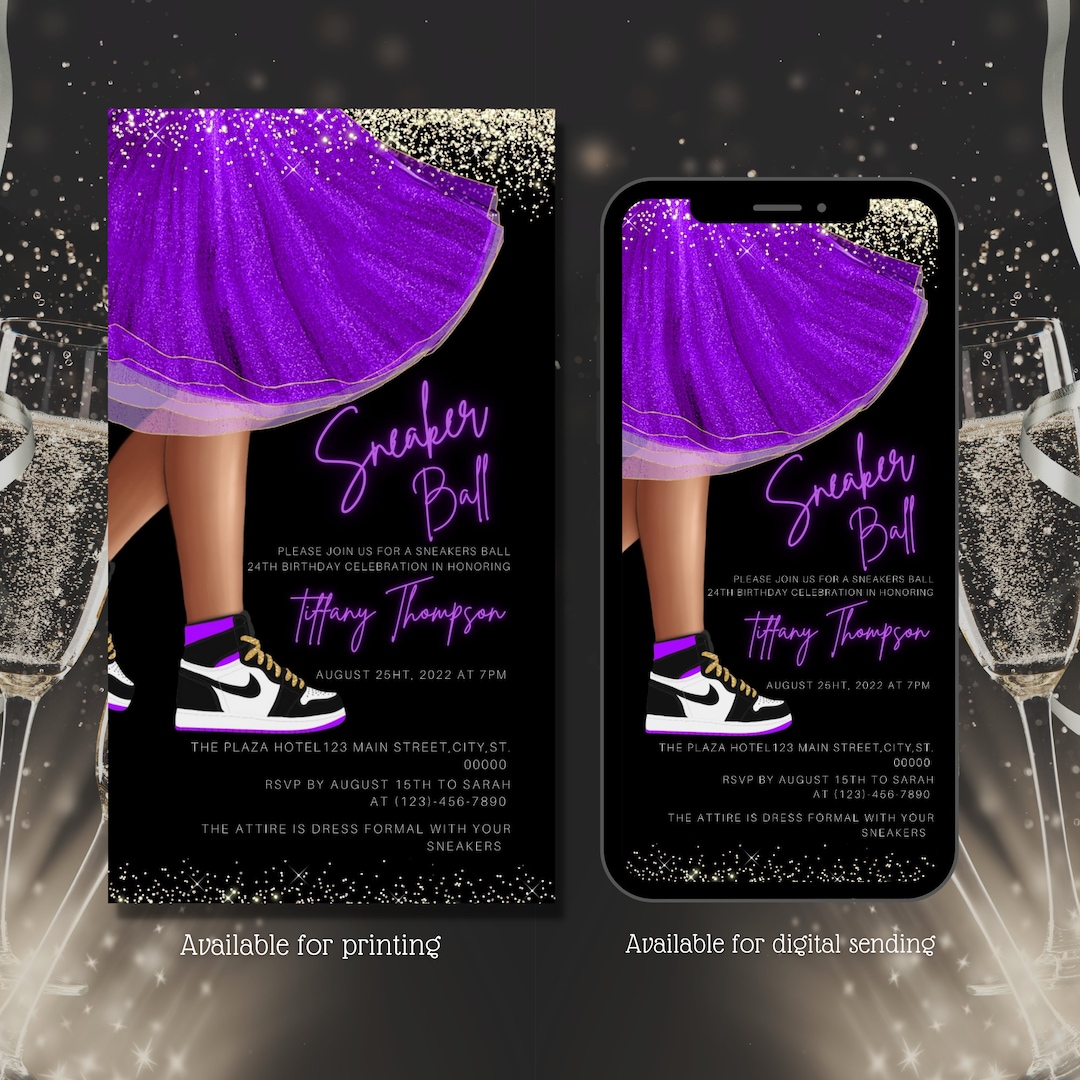 Digital Sneaker Ball Party Invitation, Birthday Invite, Sneaker Gala ...
