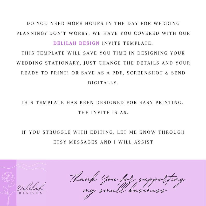 Editable Wedding Invitation Template Printable Digital Download Black ...