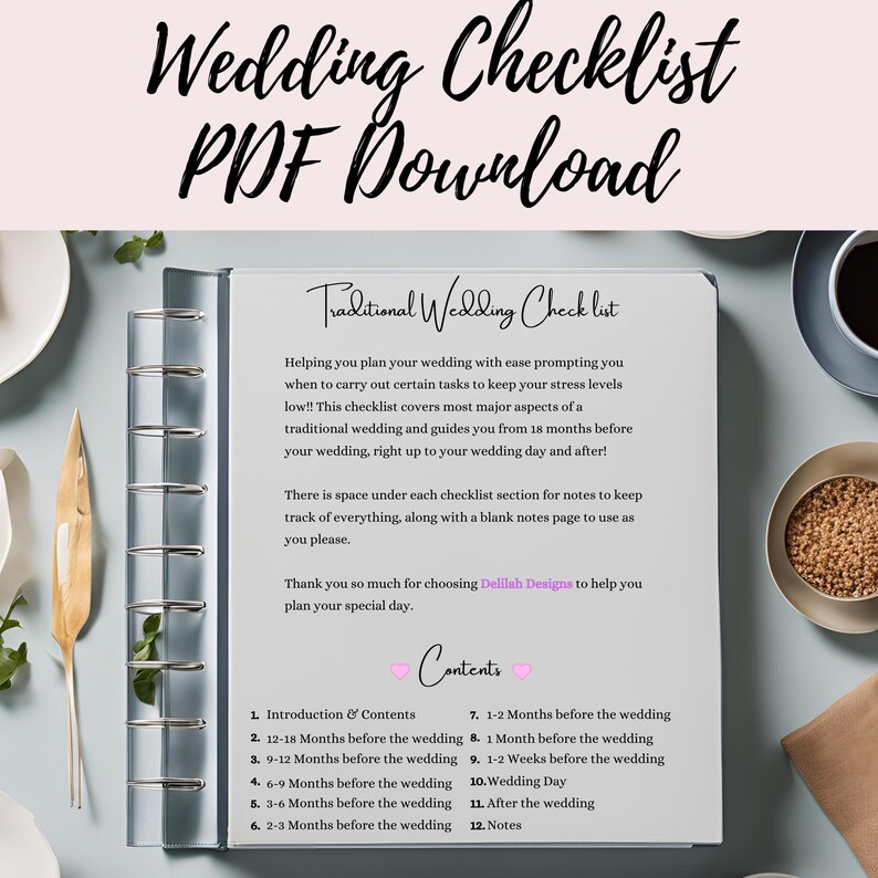 Printable Traditional Wedding Checklist | Checklist PDF Download ...