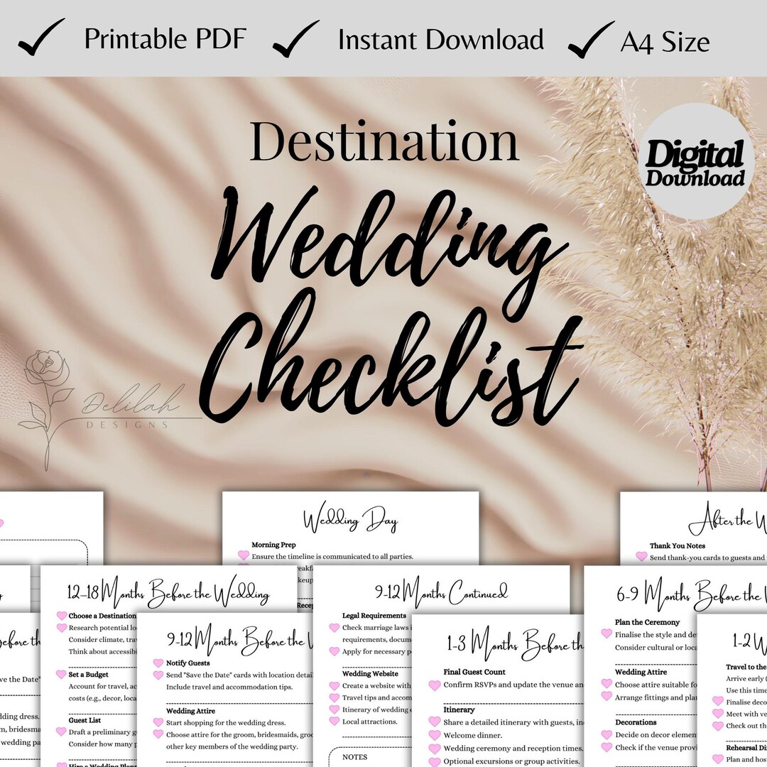 Printable Destination Wedding Checklist | Wedding Checklist ...