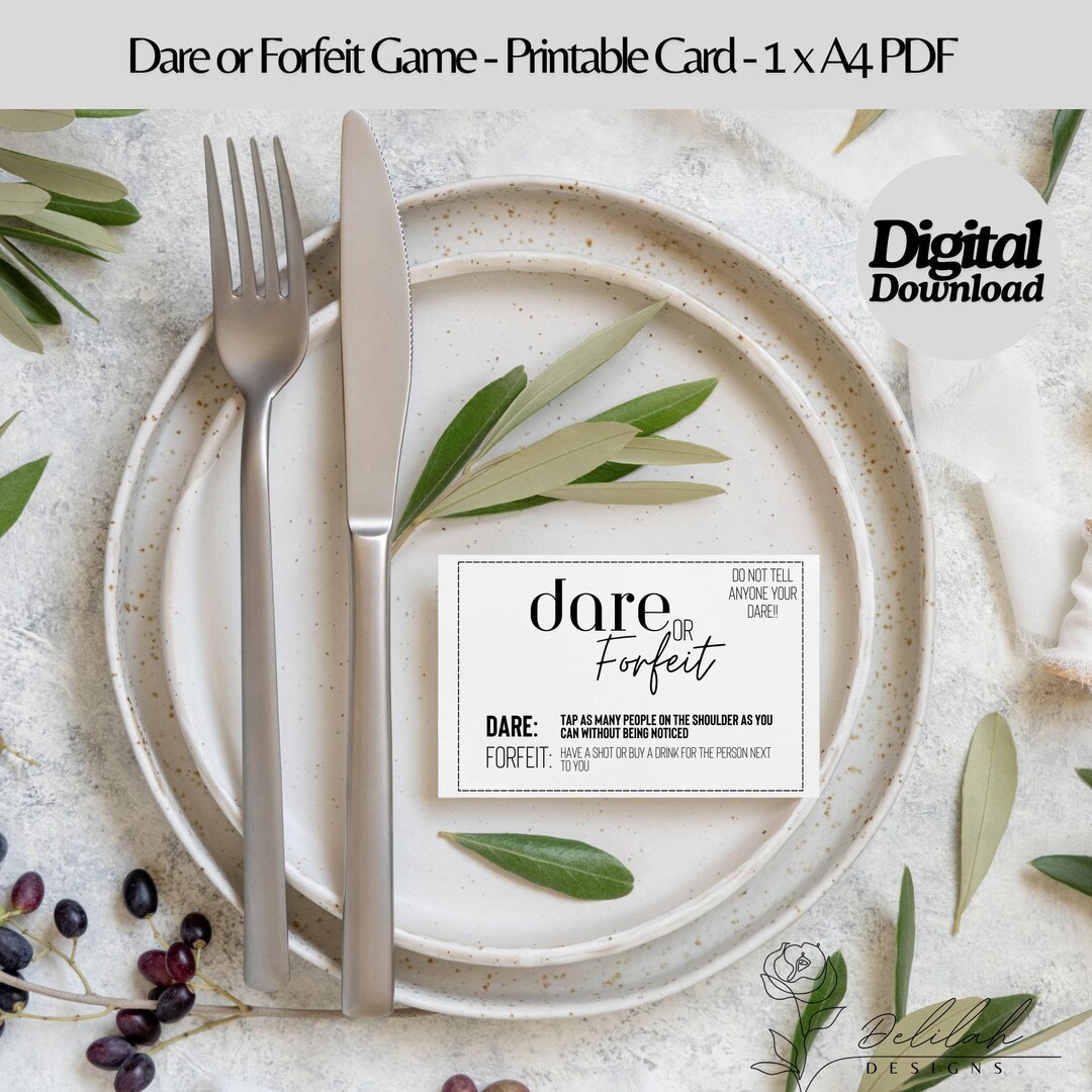 Wedding Games Printable | Wedding Activities | Dare or Forfeit Game ...