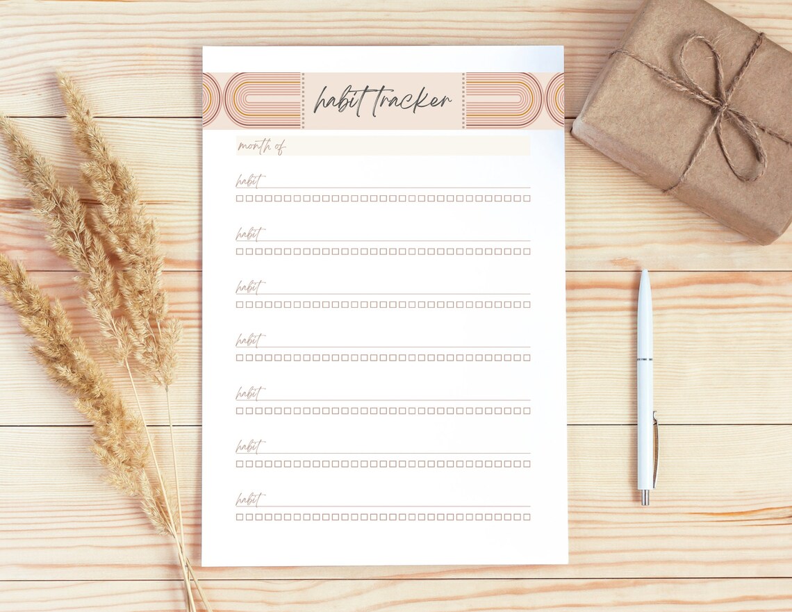 Monthly Habit Tracker Printable | Boho Minimalist Tracker - Etsy