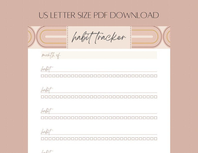 Monthly Habit Tracker Printable | Boho Minimalist Tracker - Etsy