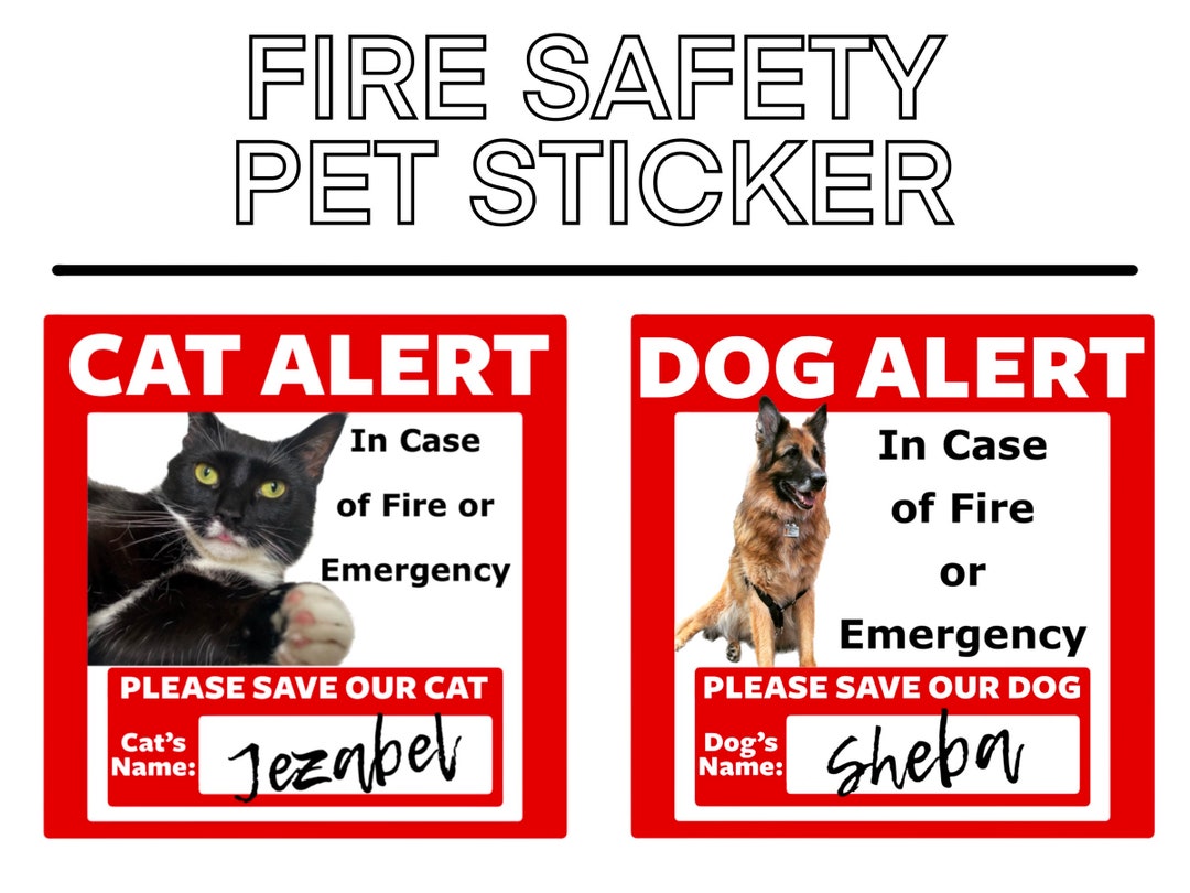 Pet Fire Safety Sticker ICE Emergency Pet Care Safety Alert Save Our ...