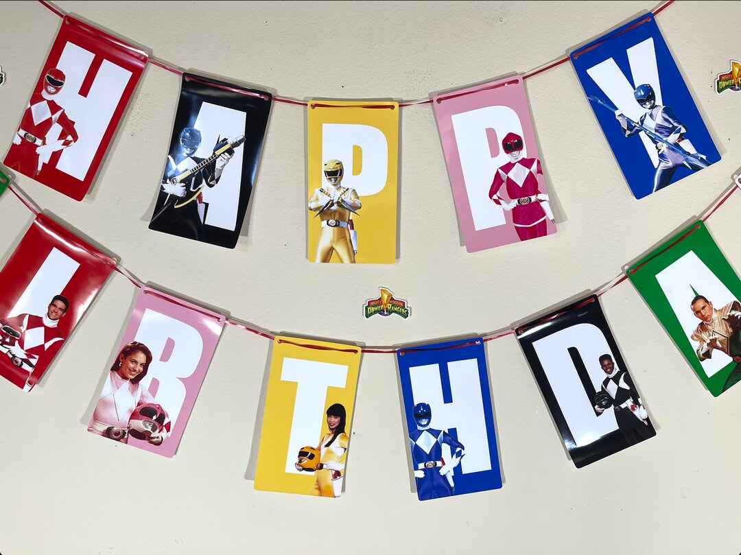 Power Rangers Birthday Banner MMPR Mighty Morphin Power - Etsy