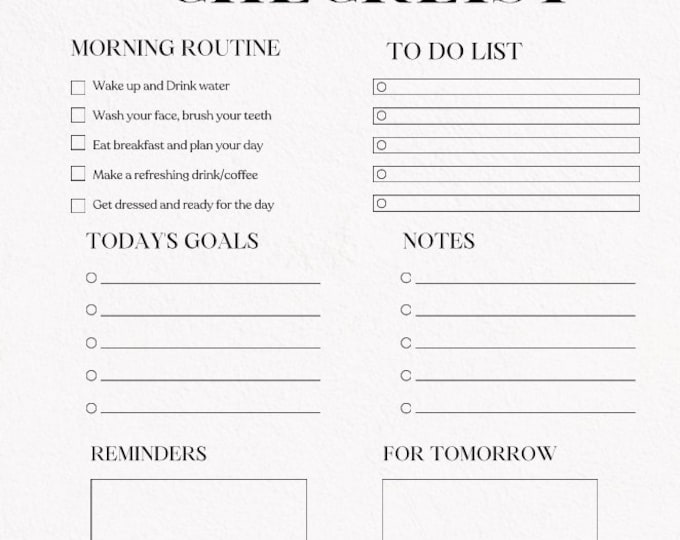 Daily Checklist Printable: My Day Routine Planner (digital Download) - Etsy