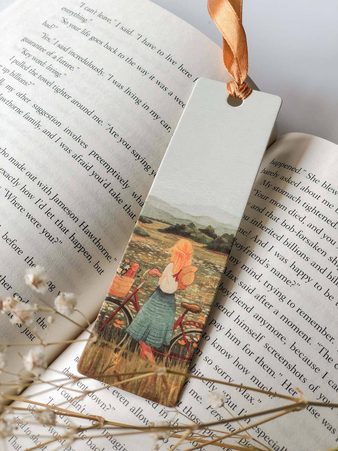 Summer Stroll Bookmark | Cottage Core Bookmark With Ribbon - Etsy