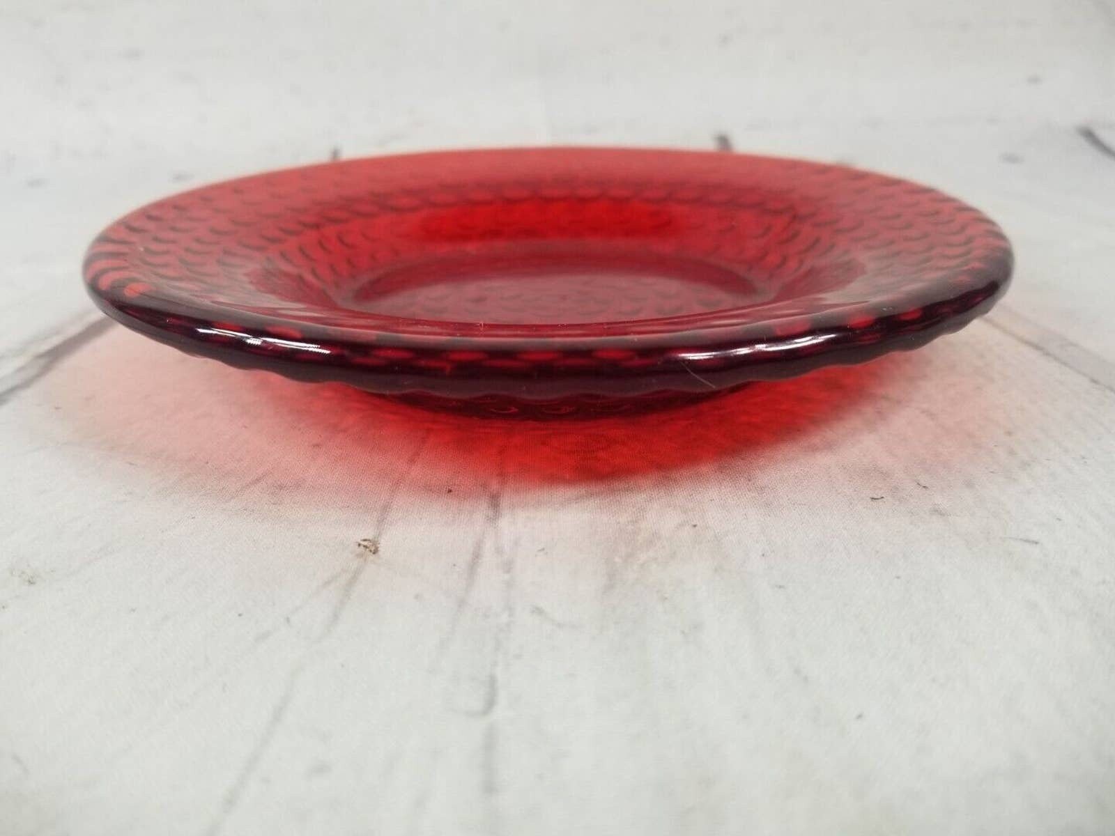 Vintage Ruby Red Glass Textured OVAL HOBNAIL Saucer/dessert Plate 6 ...