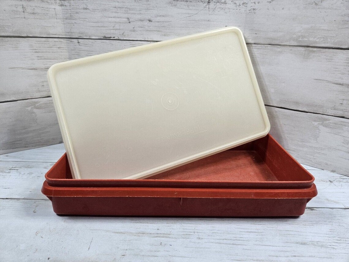 Vintage Tupperware 794-2 Bacon Deli Meat Keeper Container Paprika/sheer ...