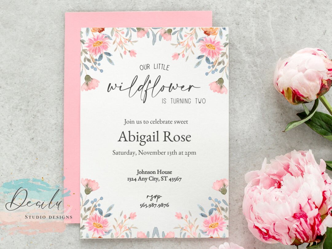 Wildflower Birthday Invitation, Any Age Floral Birthday Invitation ...
