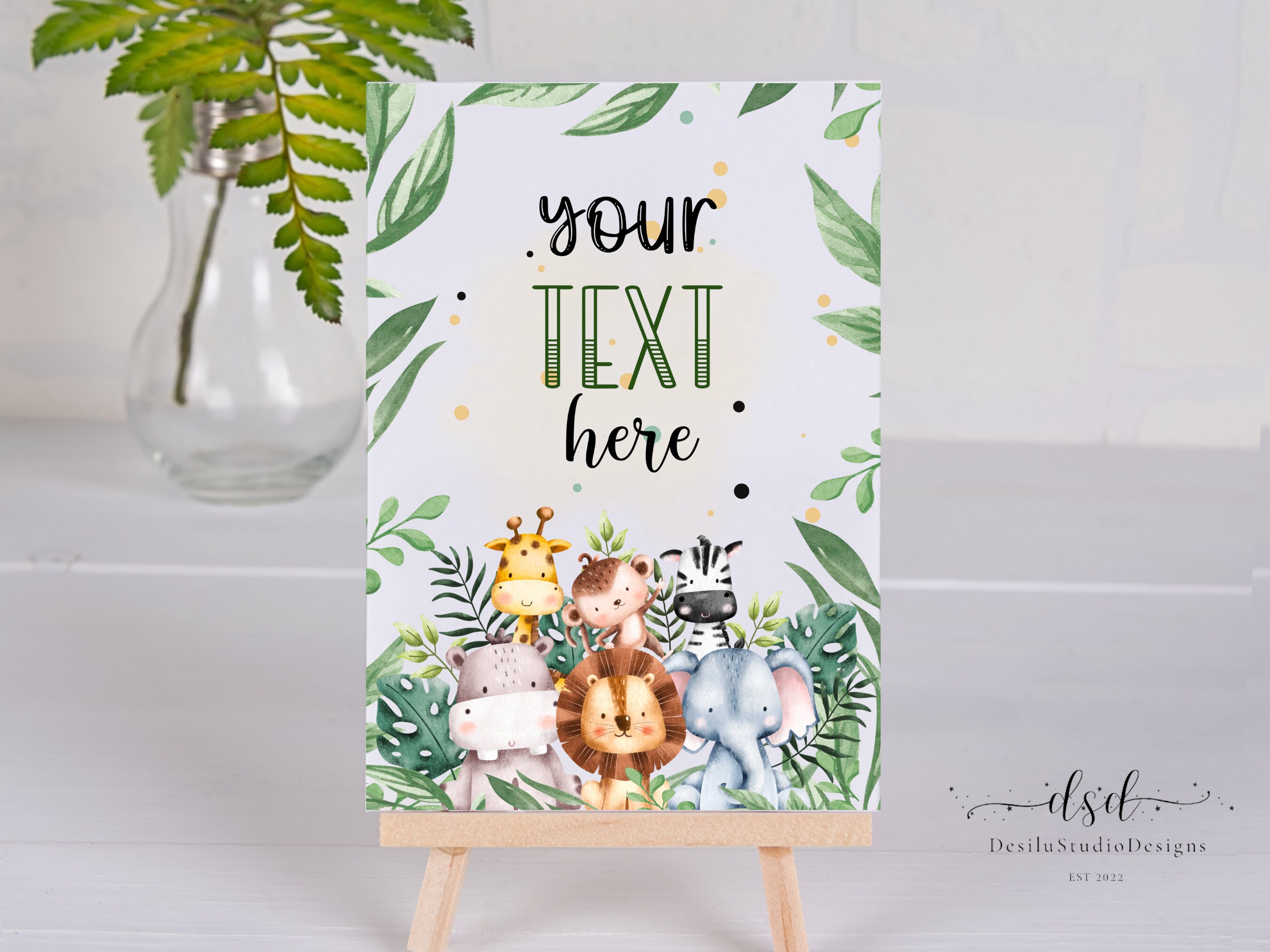 Editable Safari Wild One Birthday Party Sign 8x10 One Wild - Etsy