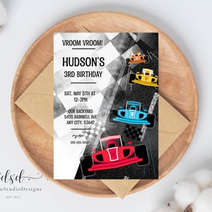 Race Car Birthday Invitation, Editable Racing Birthday Invitation, Race ...