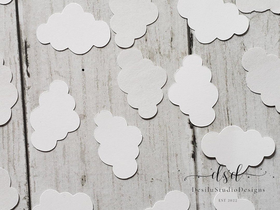 White Cloud Confetti, Shimmer White Cloud Confetti, Cloud Table Scatter, White Cloud Die Cuts ...
