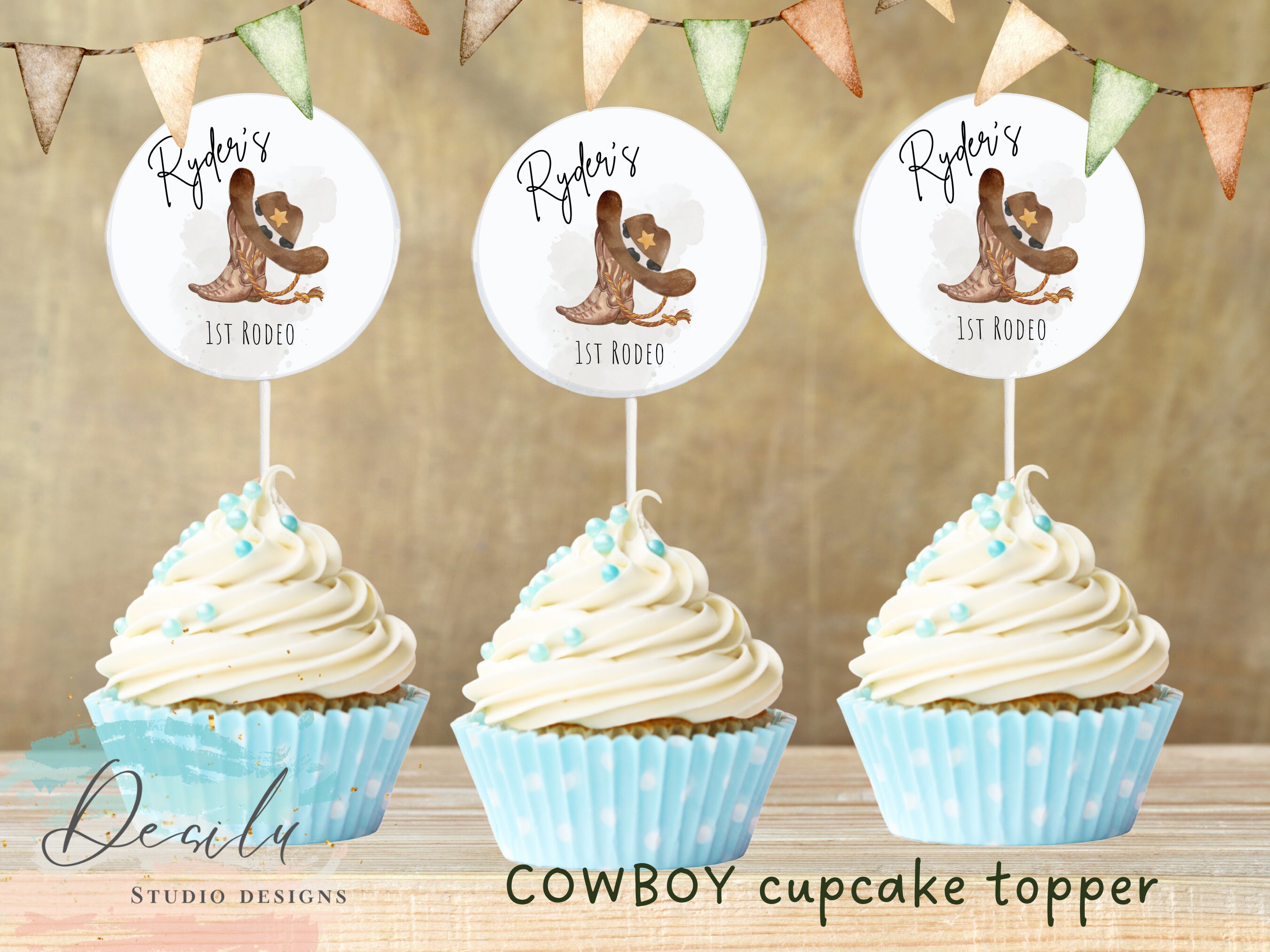 Cowboy My 1st Rodeo Birthday Cupcake Toppers Wild West First - Etsy